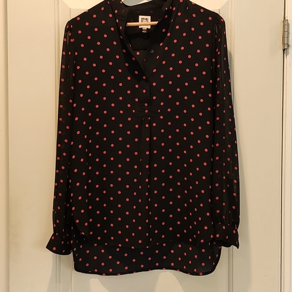 Anne Klein | Tops | Nwot Anne Klein Size S Blackred Polka Dot Tunic ...